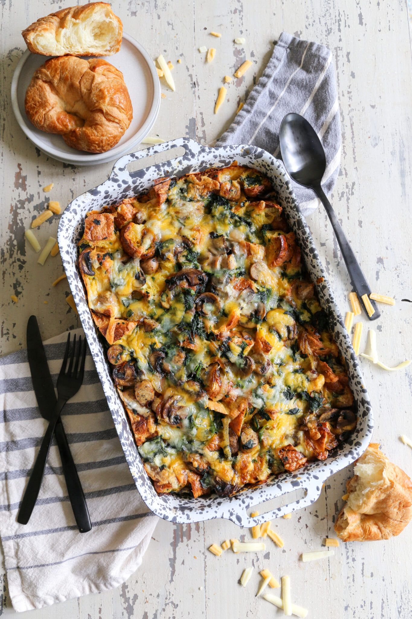 Spinach and Sausage Croissant Breakfast Casserole - Homemade Home